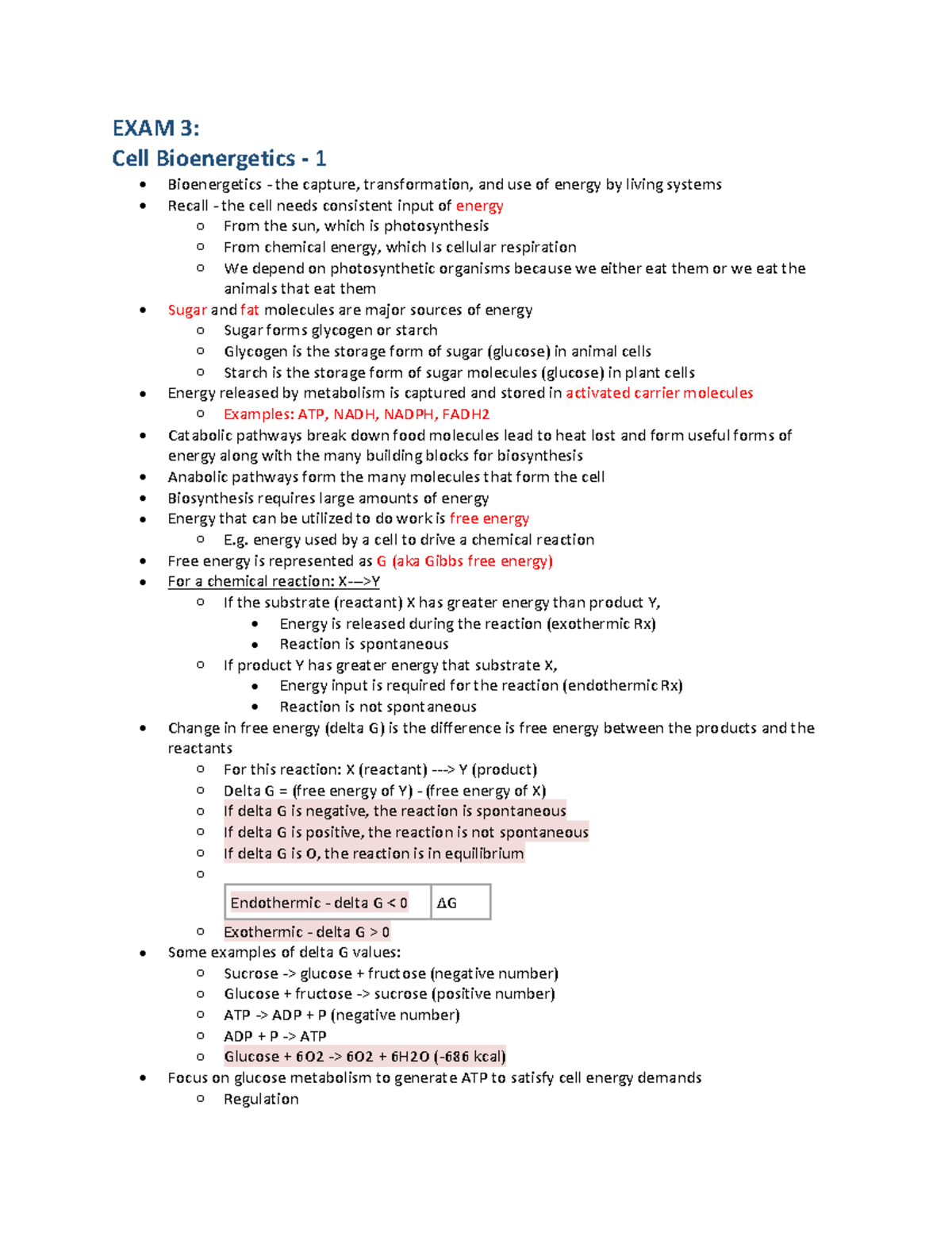 Cell Bio Exam 3 - Lecture notes for class lectures for exam three of ...
