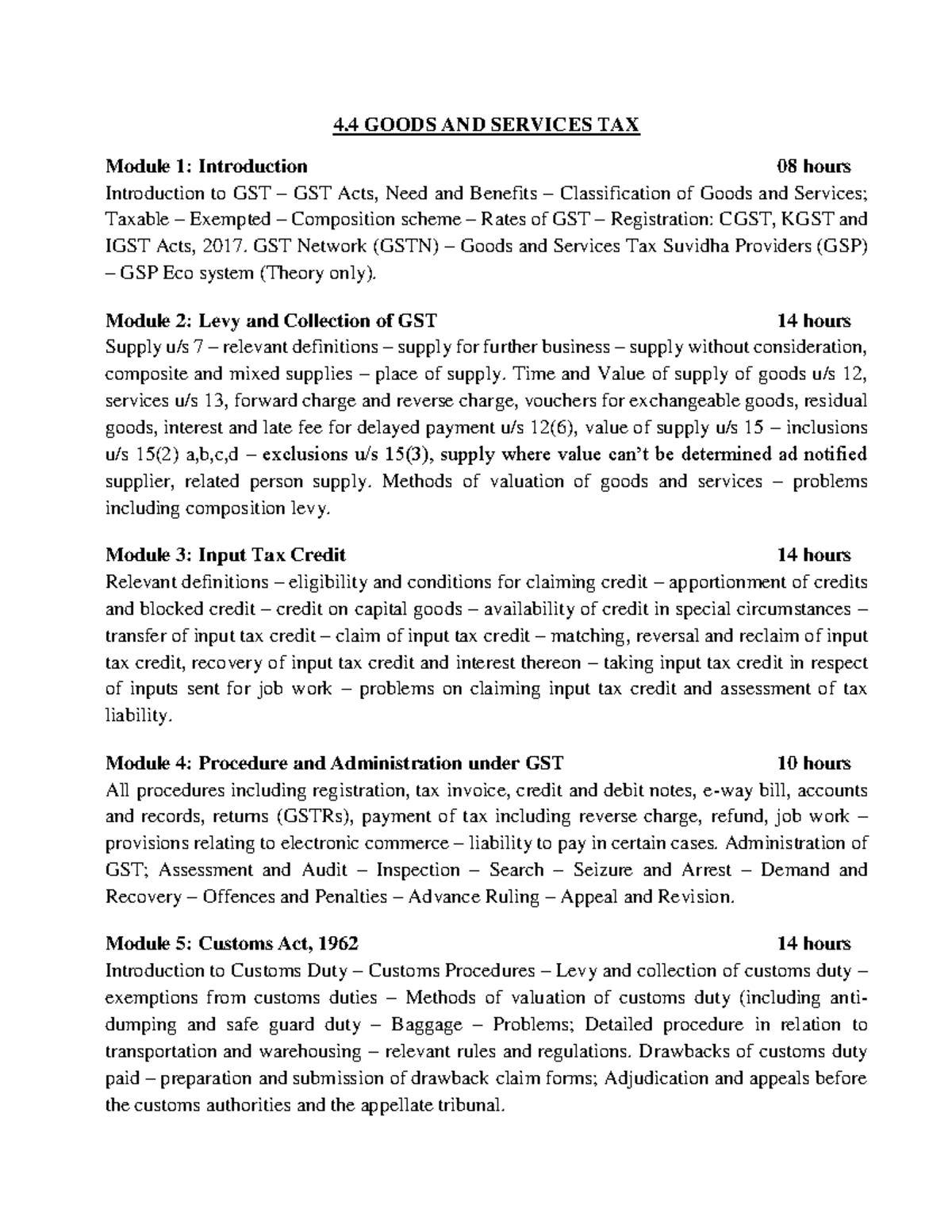 GST Full notes.... 149 pages 2020-21 - 4 GOODS AND SERVICES TAX Module ...