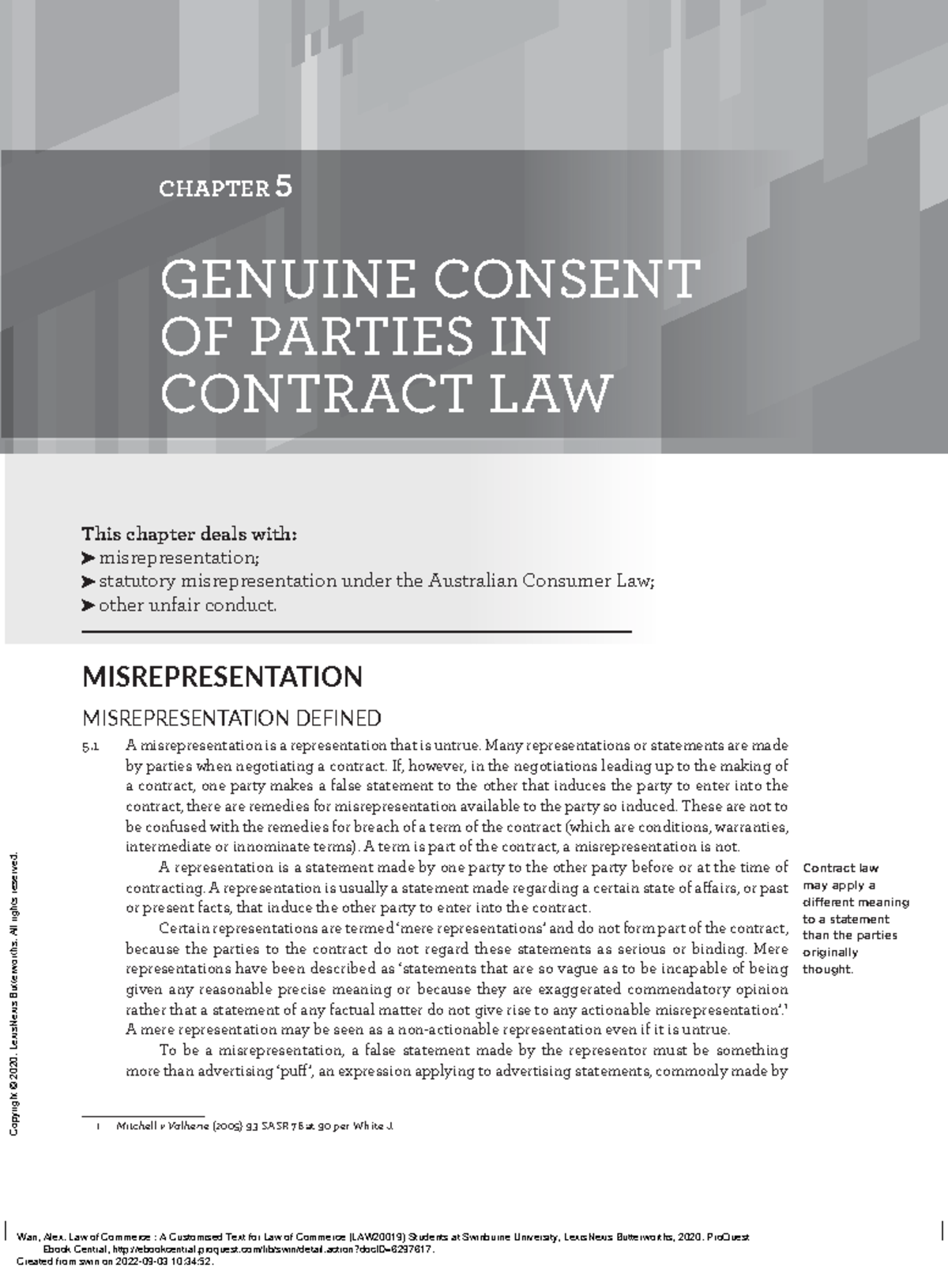 Chapter 05: Genuine Consent of Parties in Contract Law ...