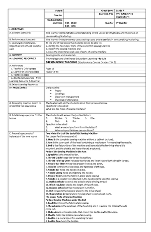 Cookery 9 DLL Third Quarter - GRADES 1 to 12 DAILY LESSON LOG School ...