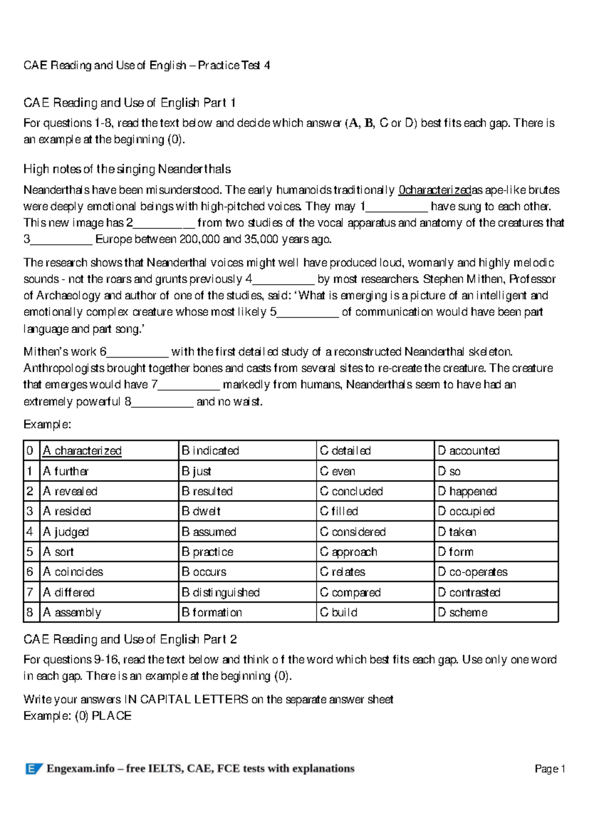 CAE-For Advanced Level-Test 4 - Reading & Use of English Analysis - Studocu