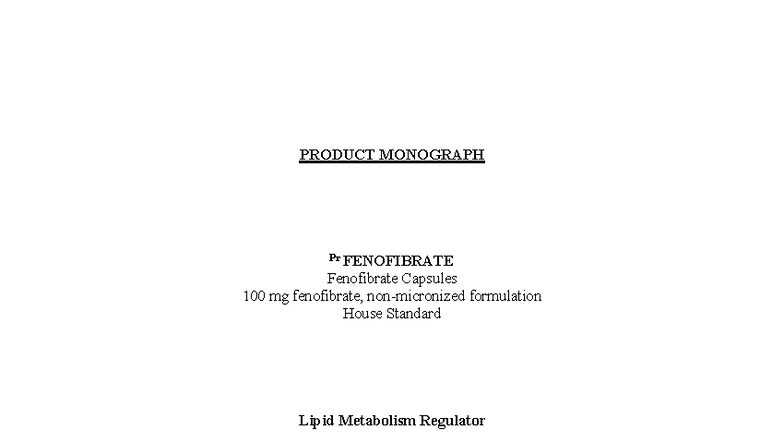 00064242 - hdsd - PRODUCT MONOGRAPH Pr FENOFIBRATE Fenofibrate Capsules ...