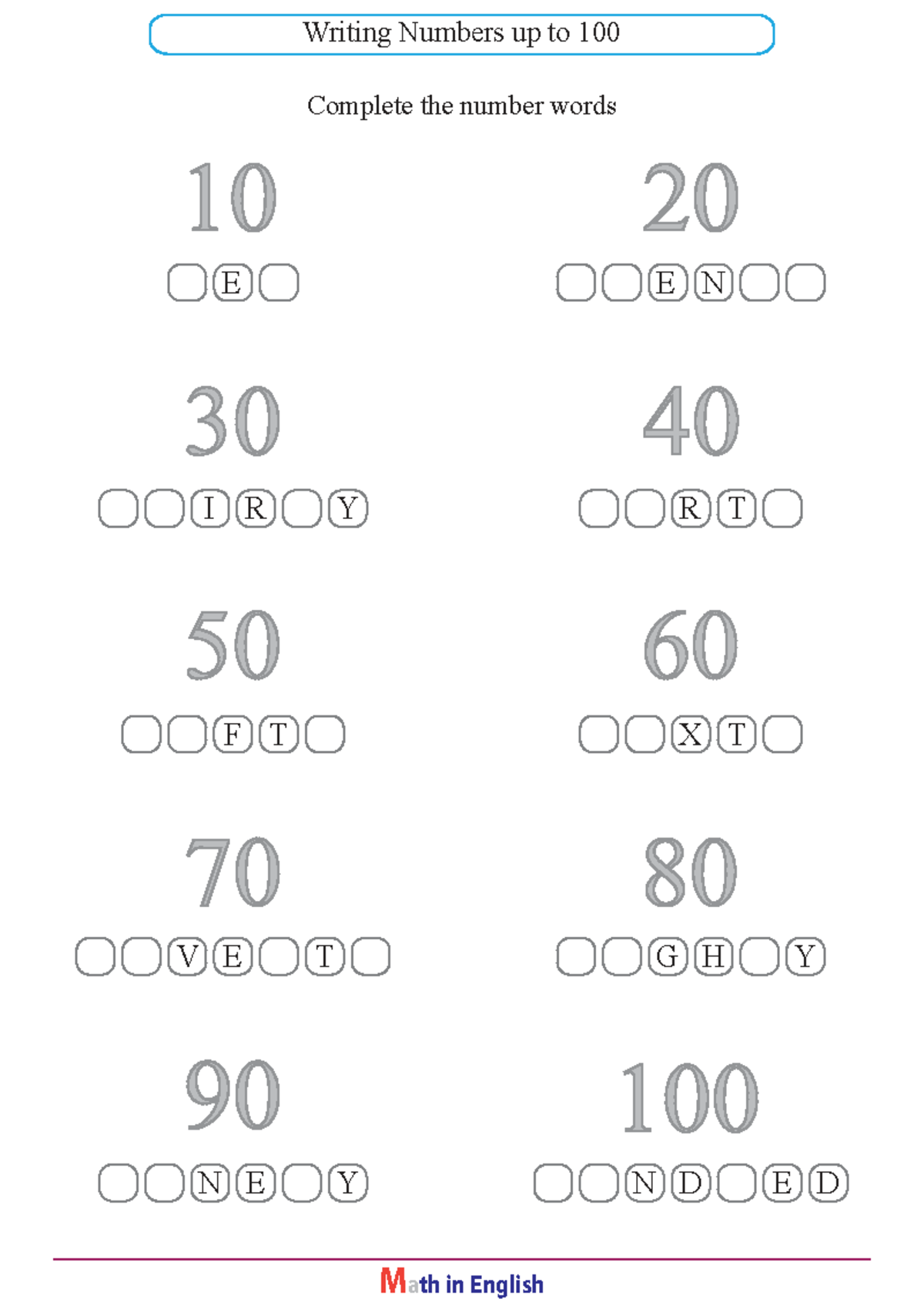 Math 101: Writing Whole Numbers Up to 100 - Studocu