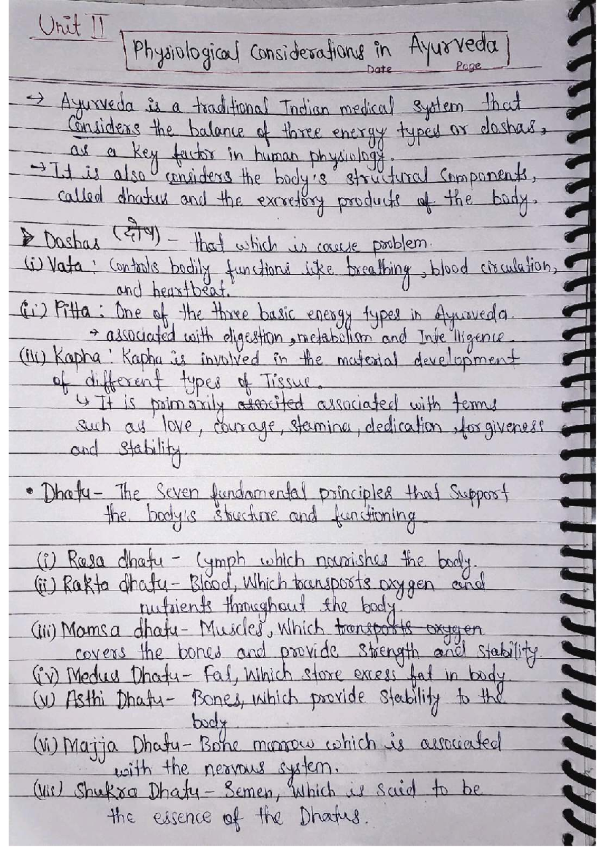Unit 11: Physiological Considerations in Ayurveda - Studocu