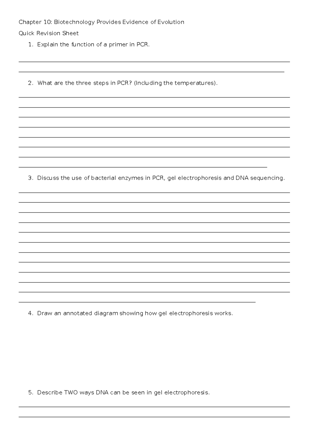 Chap 10: Biotech & Evolution Evidence - Quick Revision Notes - Studocu