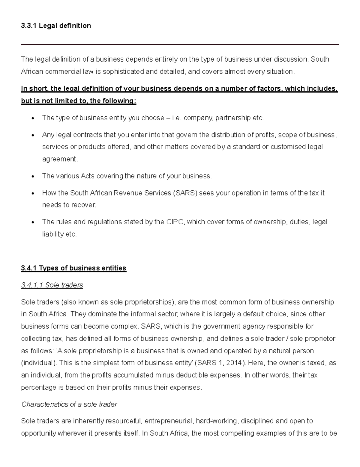 Entrepreneurship Legals & Business Structures - Study Pack 2023 - Studocu