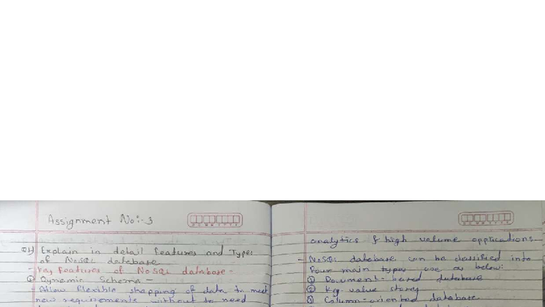 Assignment 3: Features and Types of NoSQL Databases - Studocu