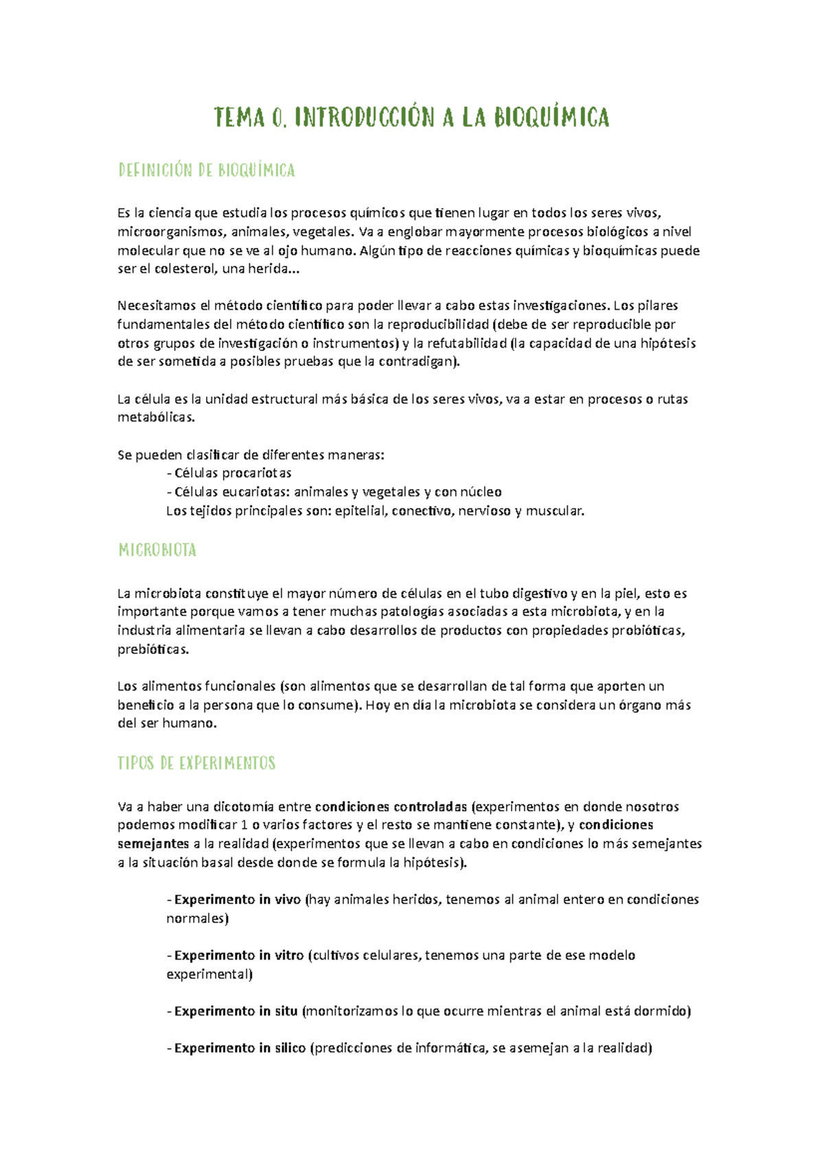 Tema 0. Introducción a la Bioquímica - TEMA 0. INTRODUCCIÓN A LA ...