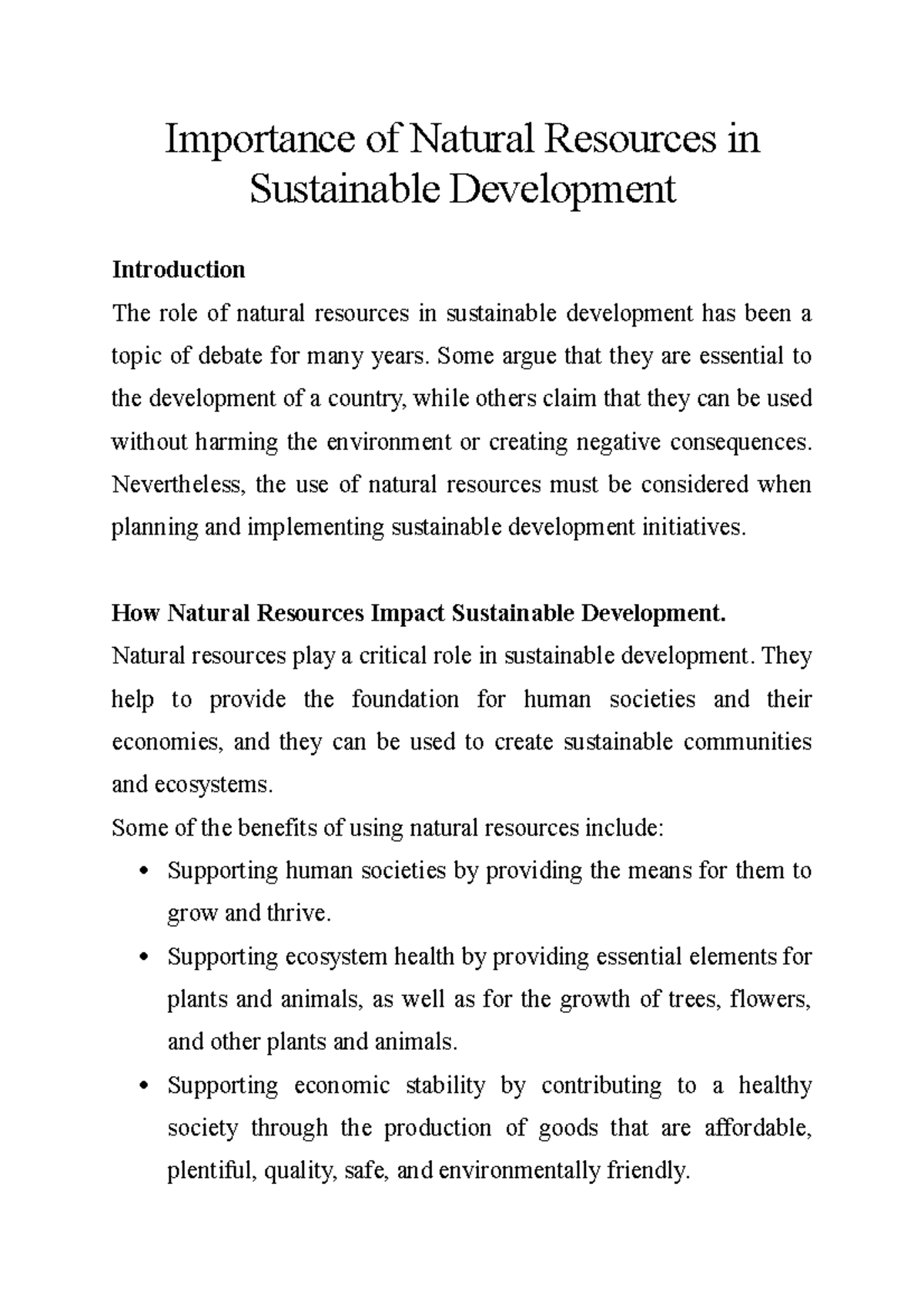 The Role of Natural Resources in Sustainable Development (SD 101) - Studocu