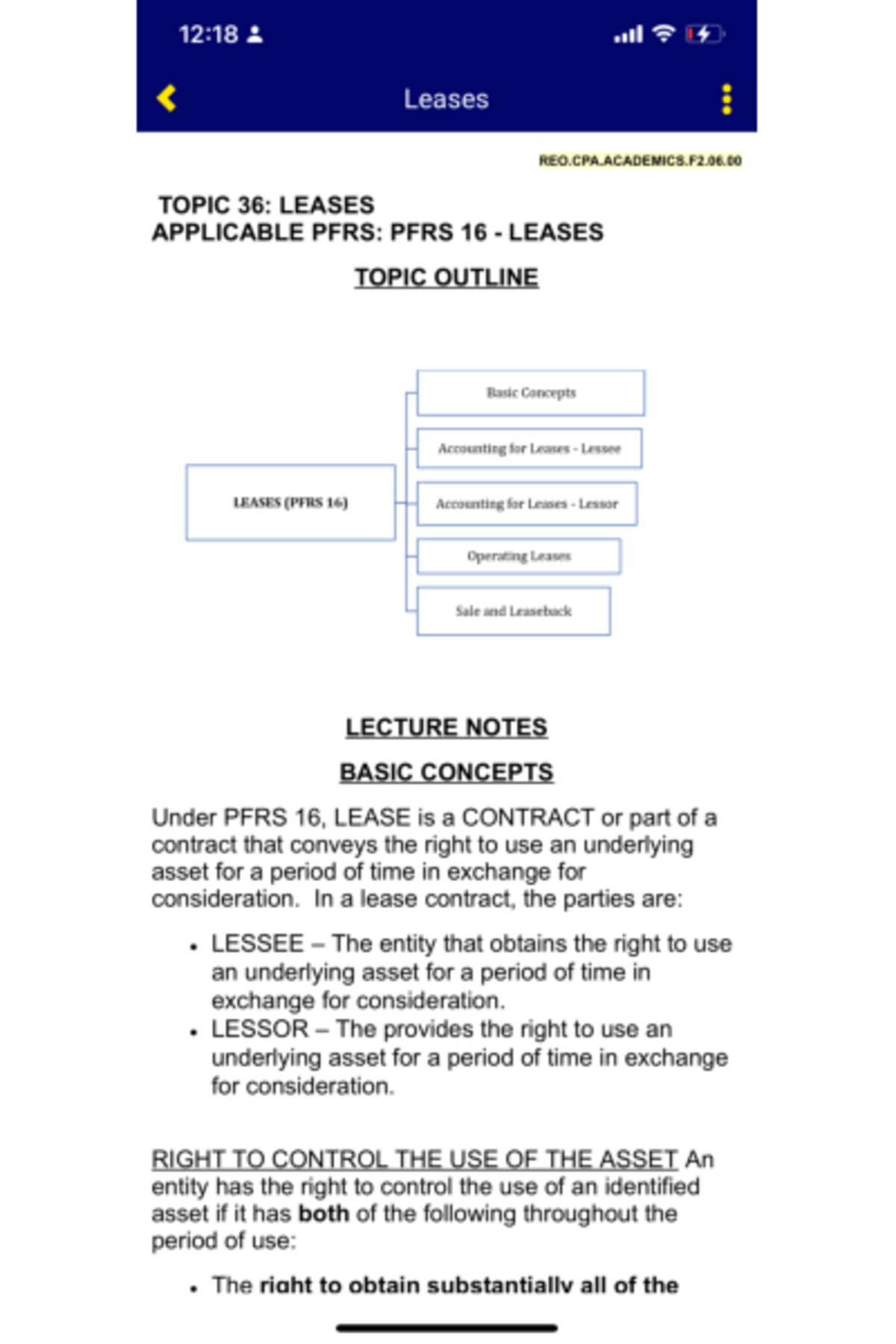 REO-FAR Lecture Notes: Understanding PFRS 16 Leases Essentials - Studocu