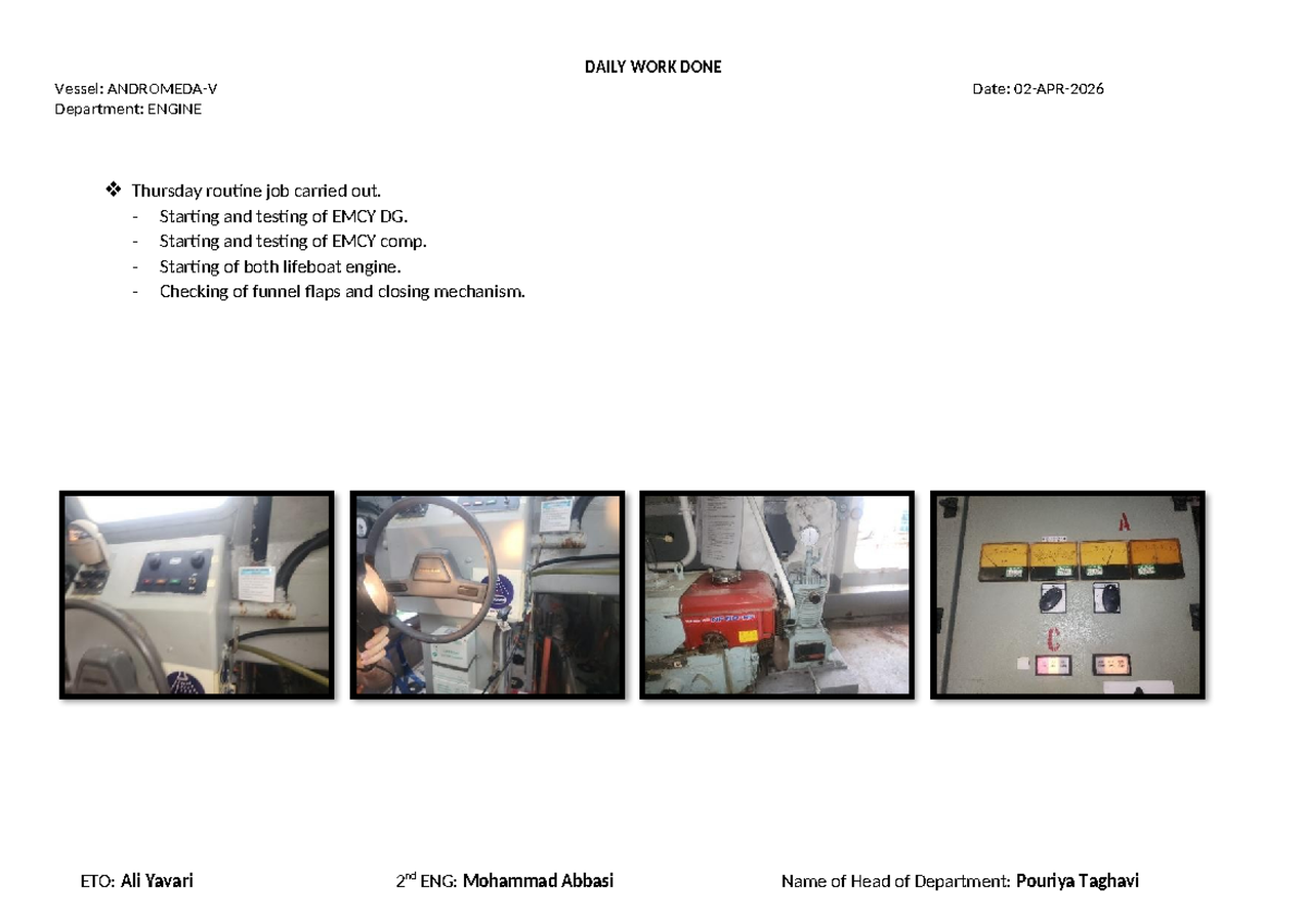 ENG Daily Work Report - Routine Jobs and Maintenance (02.04.2026) - Studocu