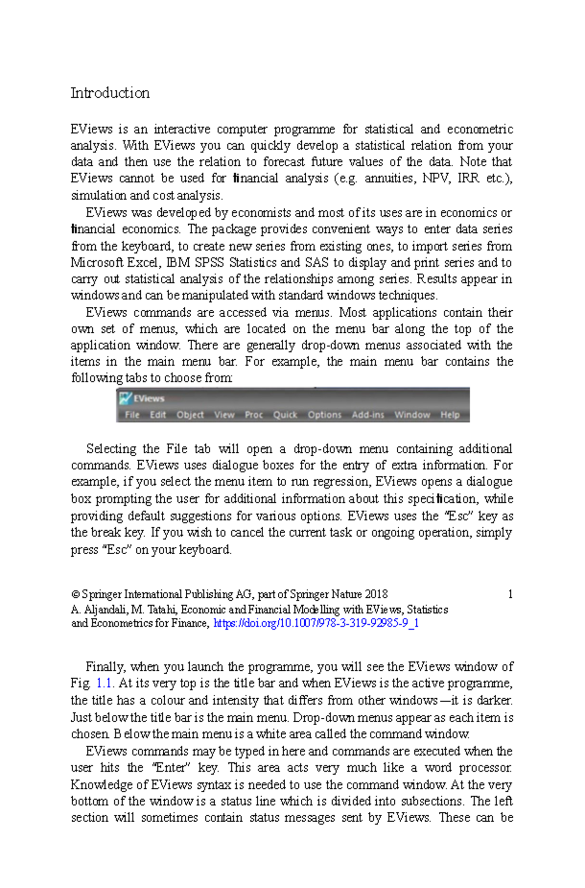 Introduction - EViews is an interactive computer programme for ...