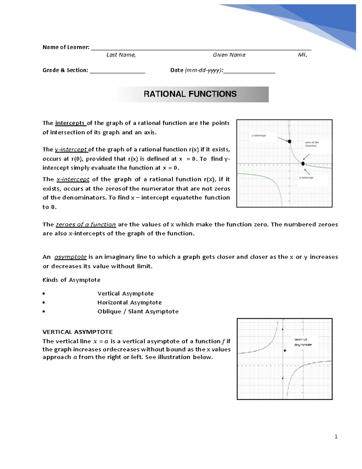 Functions and Their Characteristics - Grade 10 Notes - Studocu