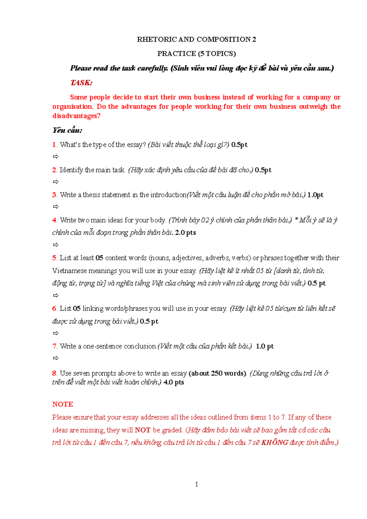 RHETORIC AND COMPOSITION 2 ESSAY PRACTICE (5 TOPICS) - Studocu