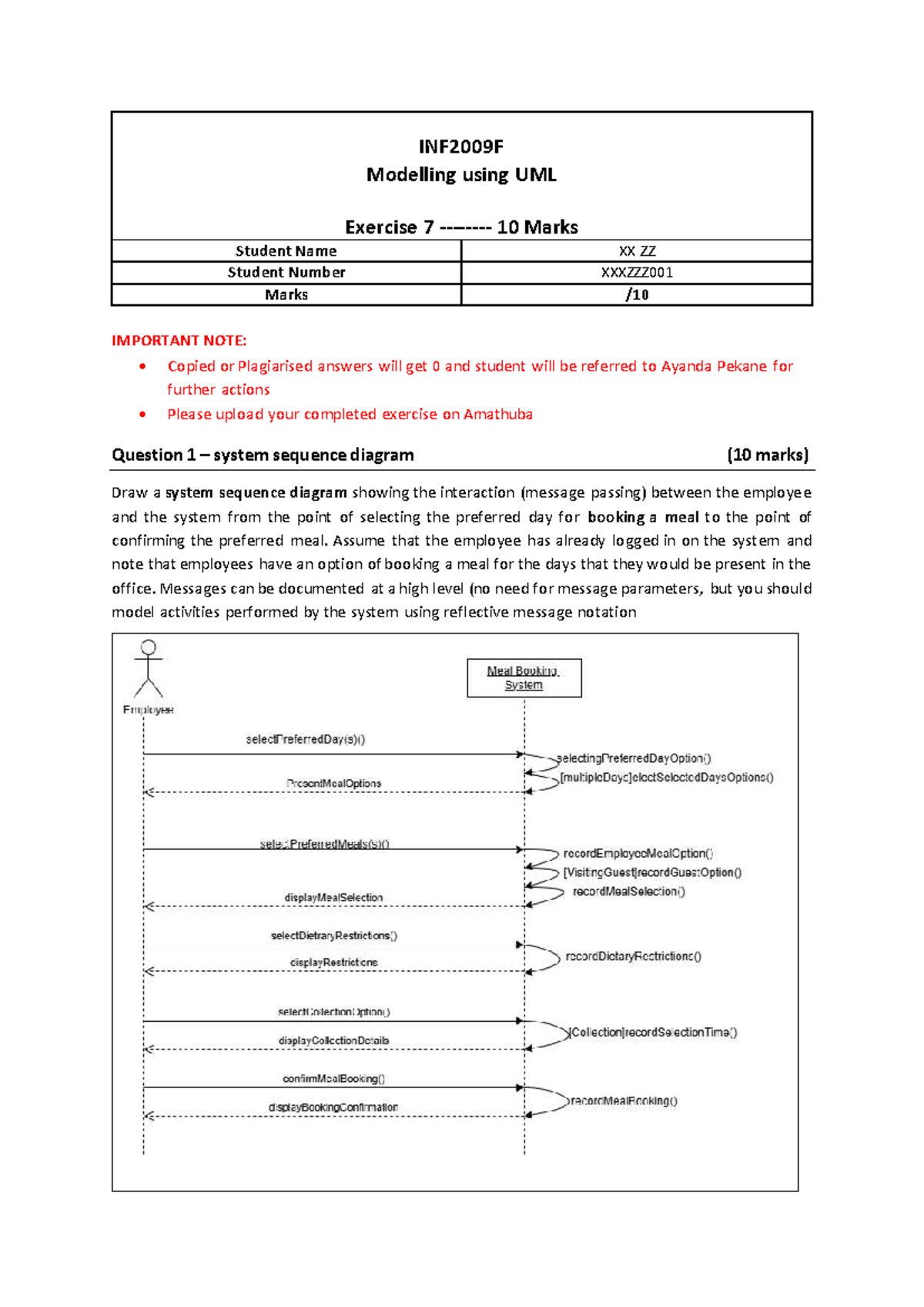 INF2009F UML Modelling Exercise 7: System Sequence Diagram Guide - Studocu