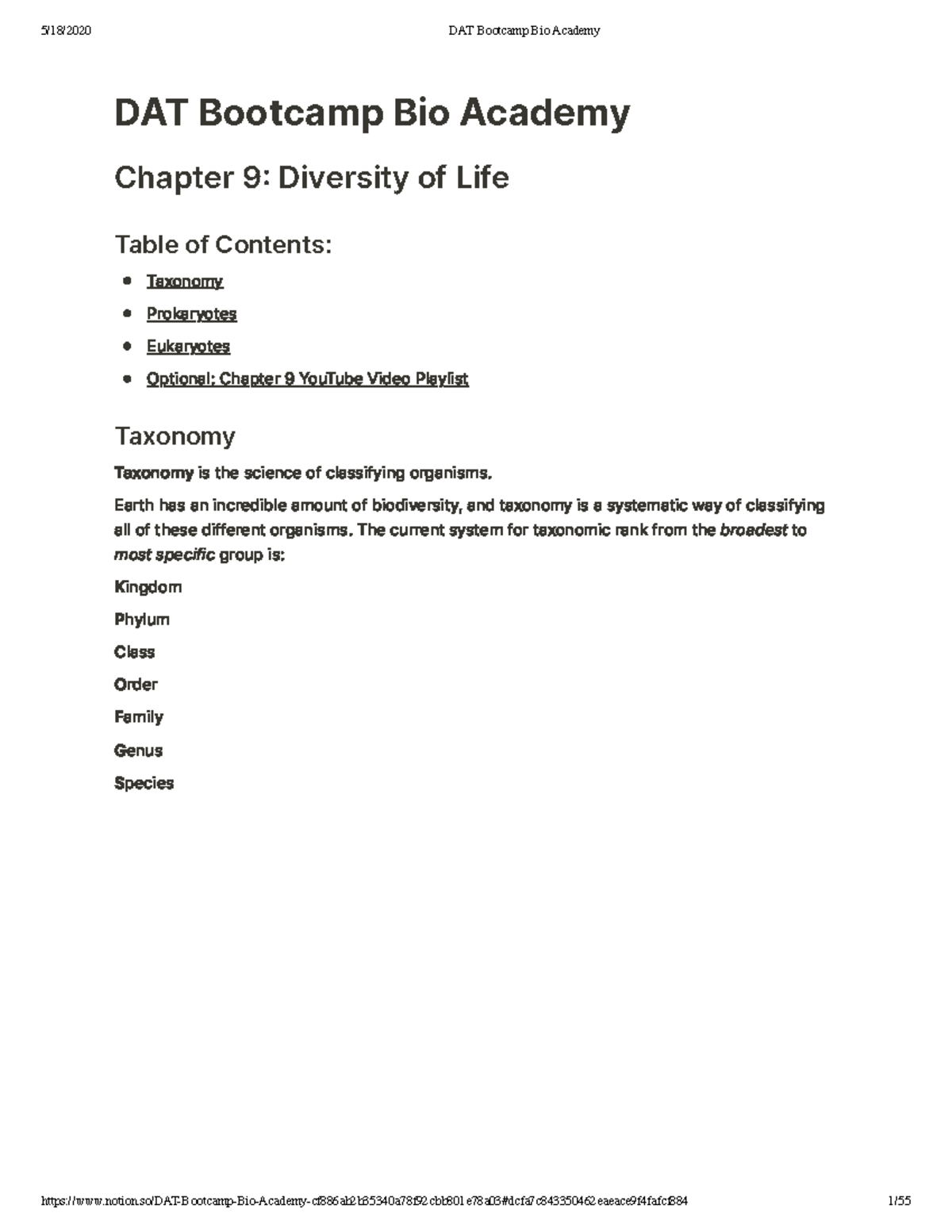 DAT Bootcamp Bio Academy 9 - DAT Bootcamp Bio Academy Chapter 9 ...