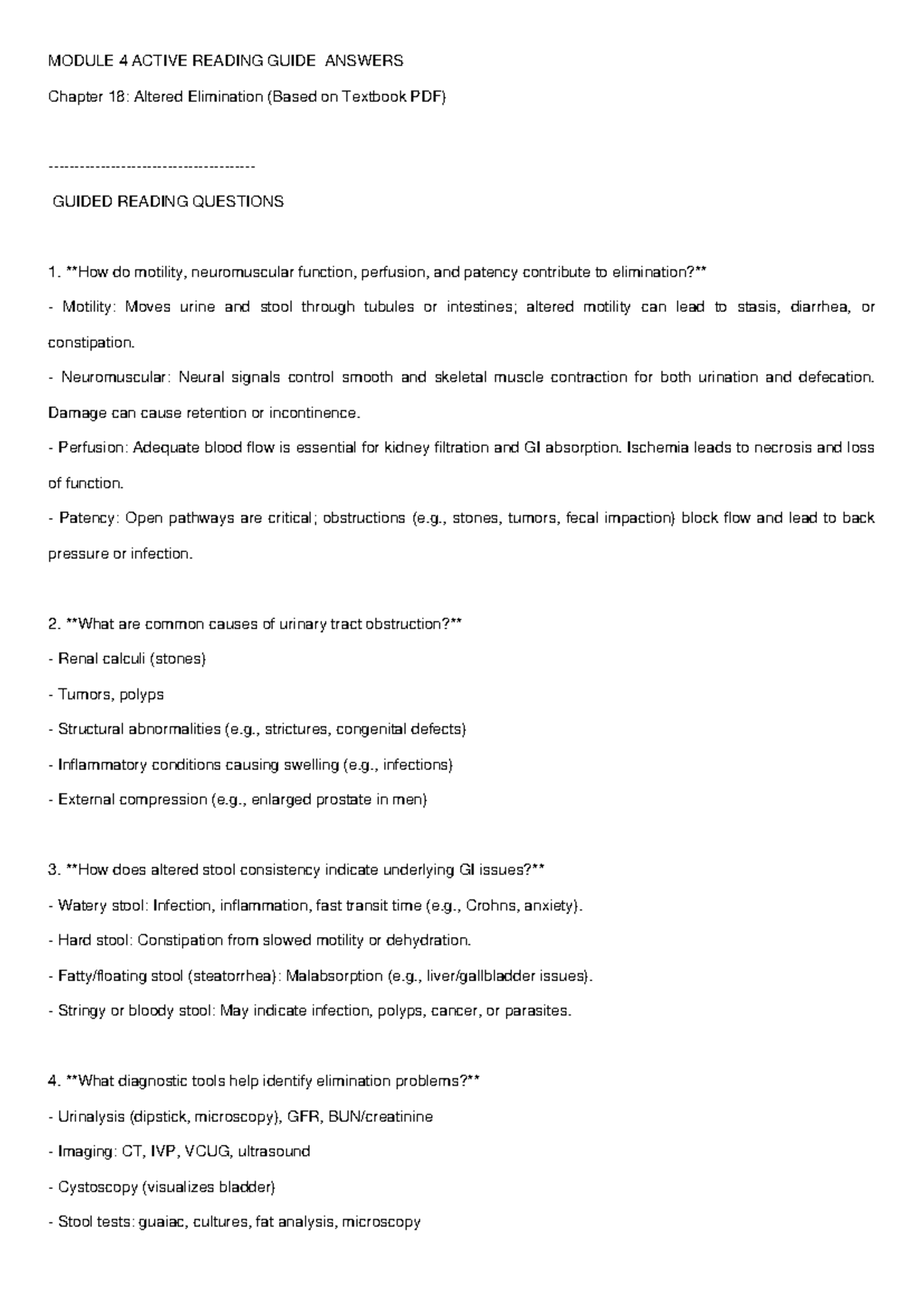 Module 4: Active Reading Guide Answers for Chapter 18 - Altered ...