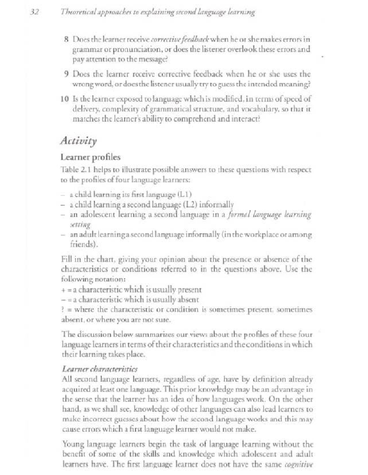 Learner Profiles in Second Language Acquisition: Theoretical Approaches ...