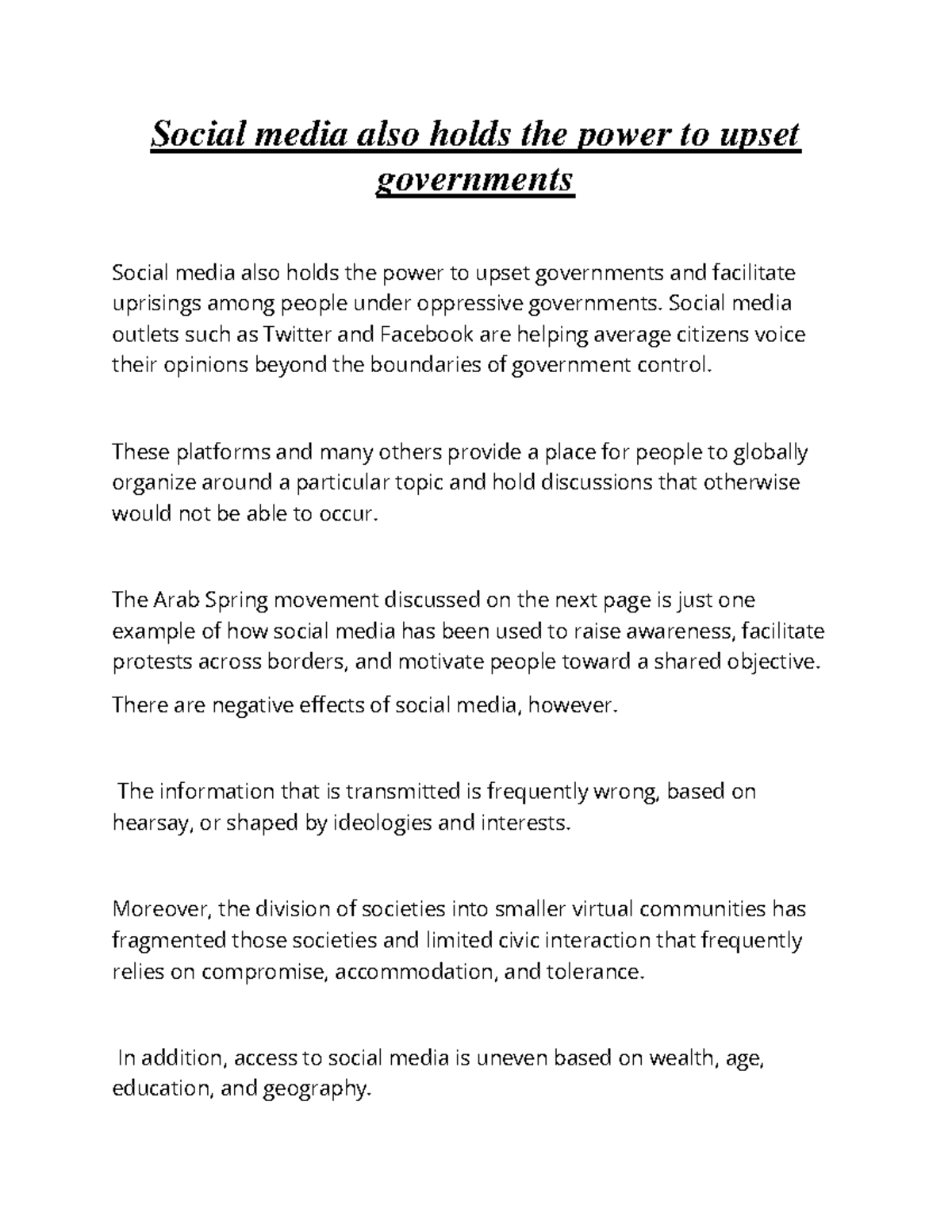 Social media also holds the power to upset governments - Deprecated API ...