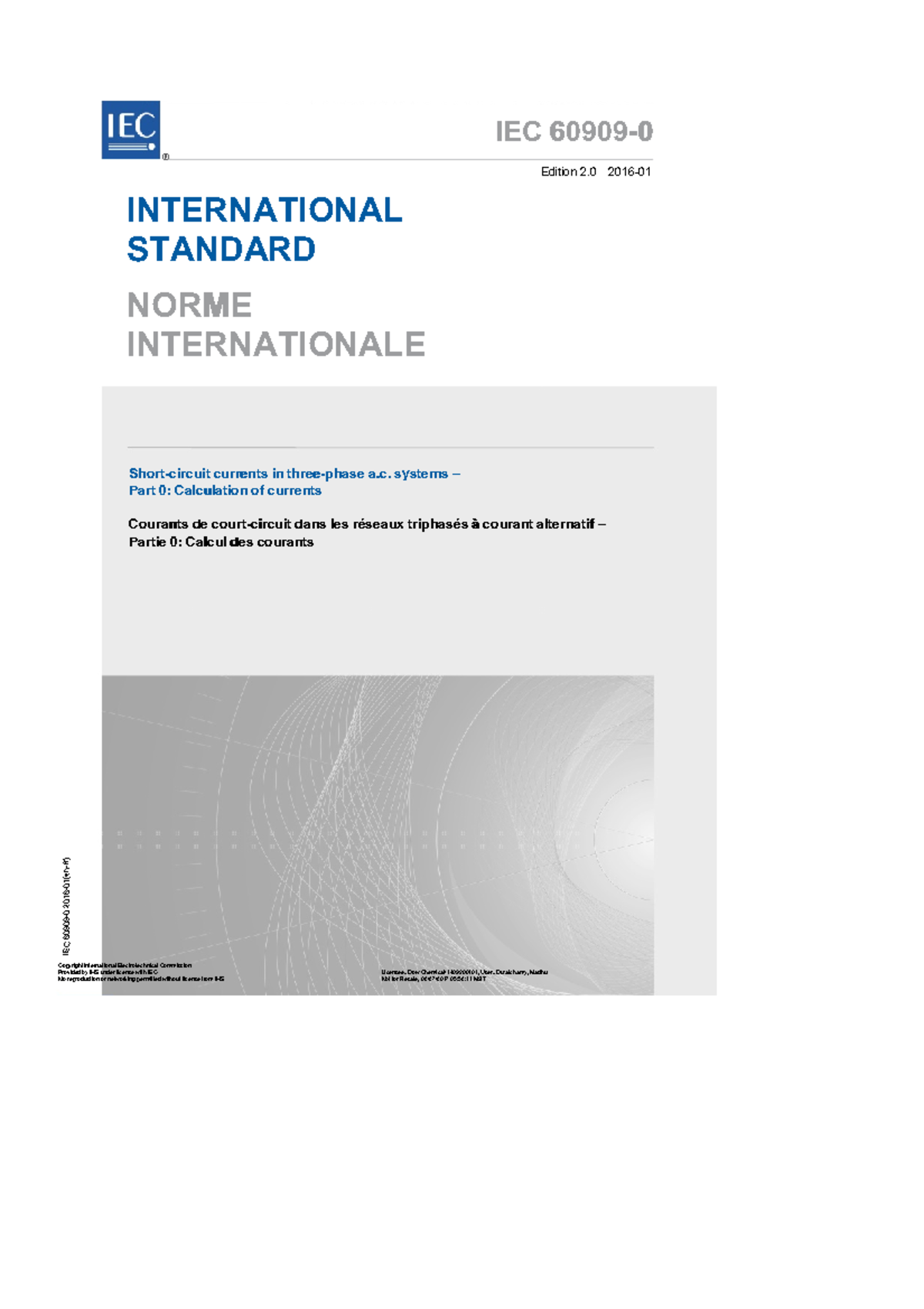 IEC 60909-0:2016 - Calculation of Short-Circuit Currents in AC Systems ...