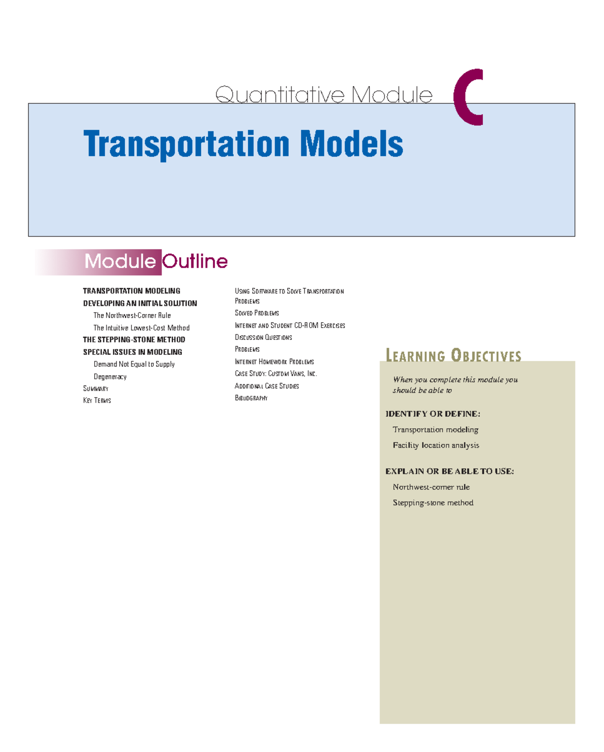 Transportation Model - Exercises in Optimization Techniques - Studocu