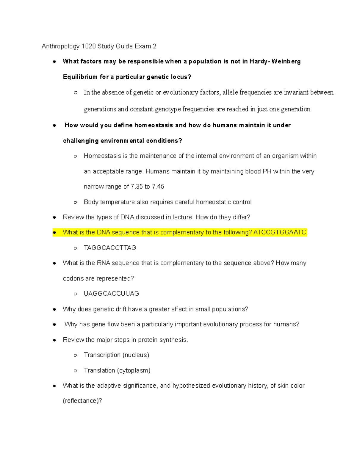 Anth 1020 Chapter 2 Exam Study Guide & Key Concepts Review - Studocu