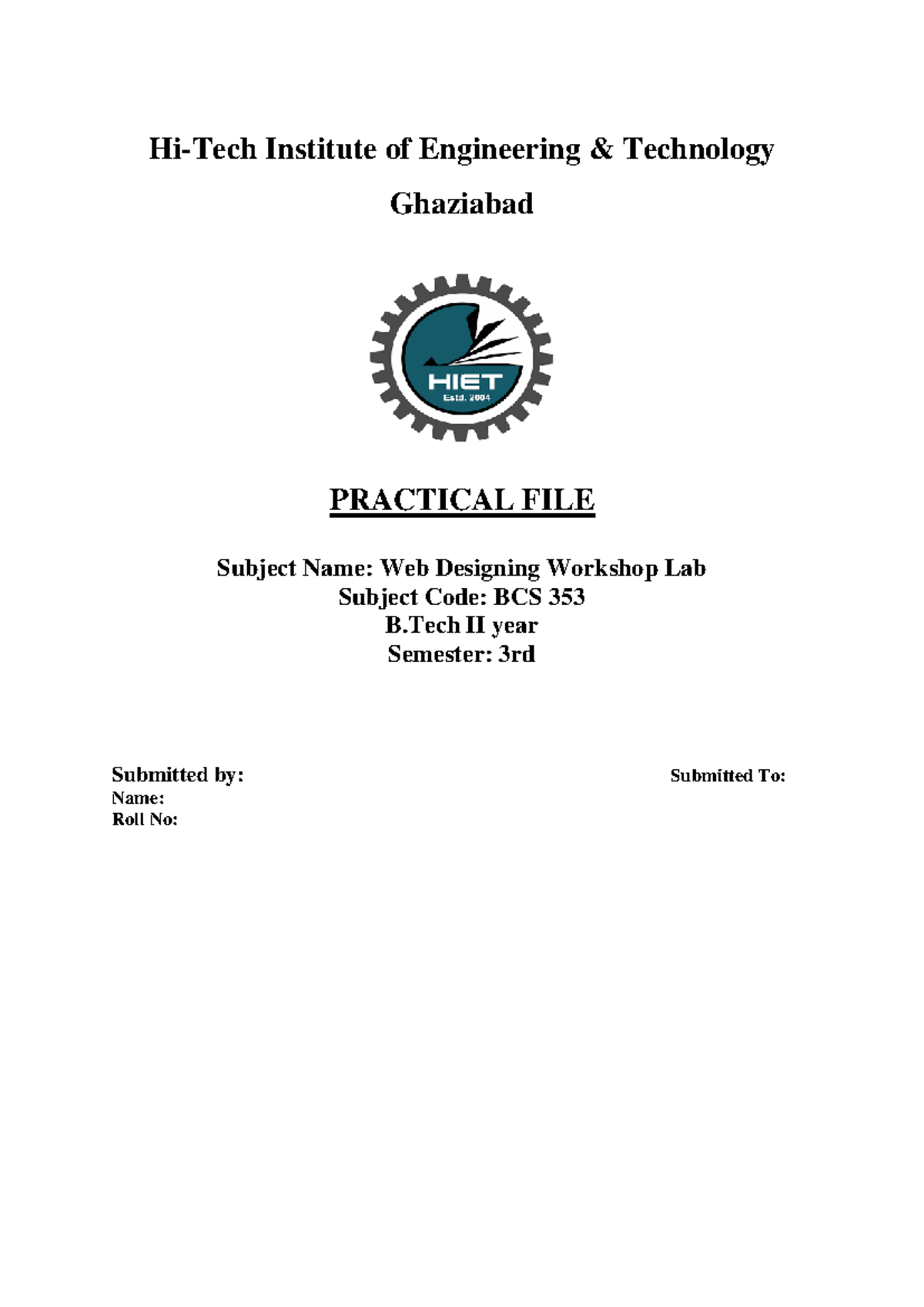 Web Designing Workshop Lab Practical Notes - BCS 353 - Studocu