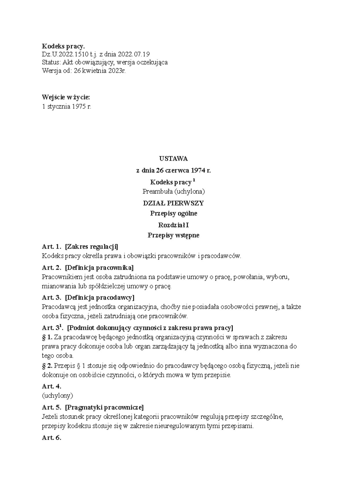 KP 2023 całość - llllllll - Kodeks pracy. Dz.U.2022 t. z dnia 2022 ...