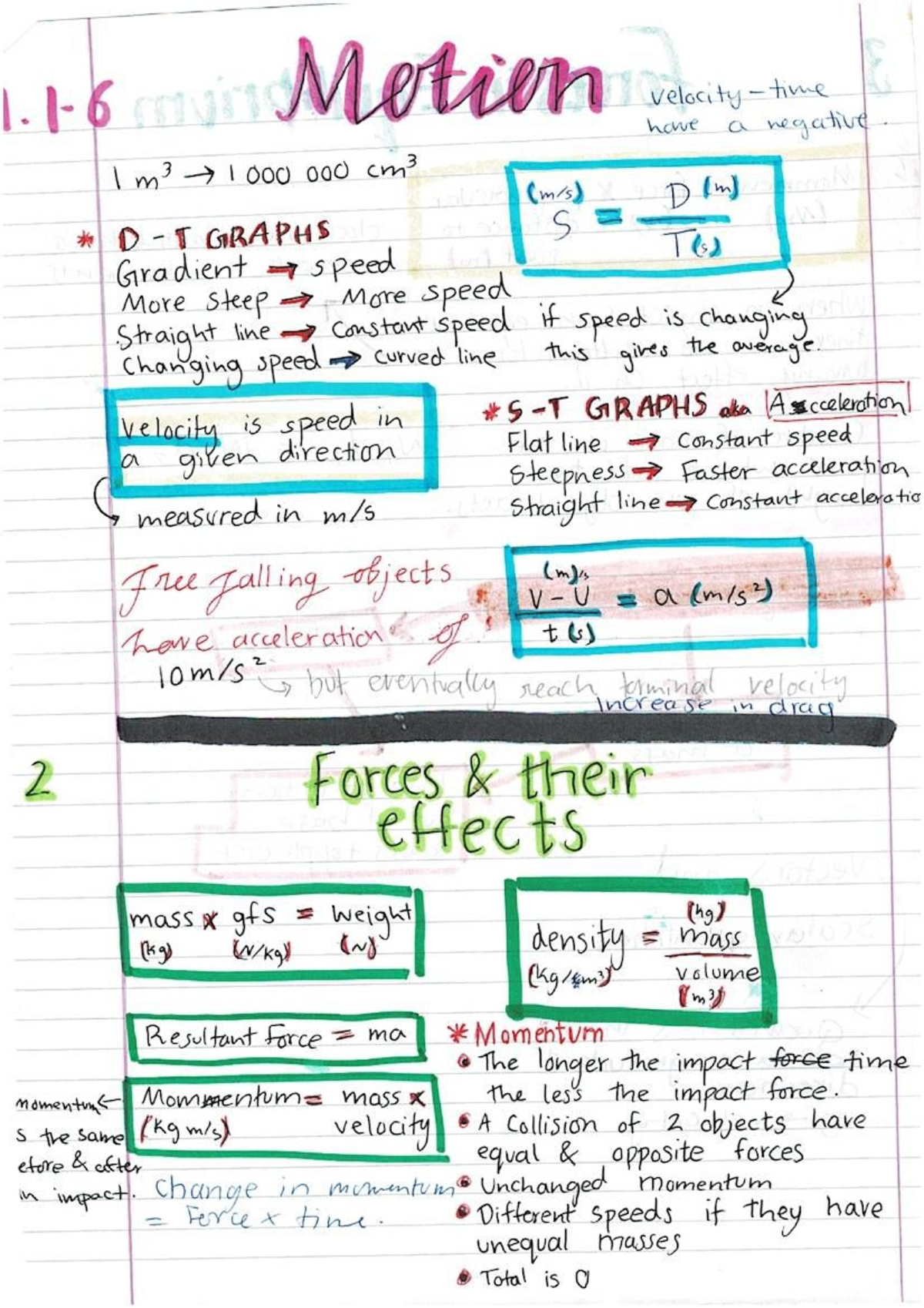 Physics Class Notes: Key Concepts and Formulas for Understanding Motion ...