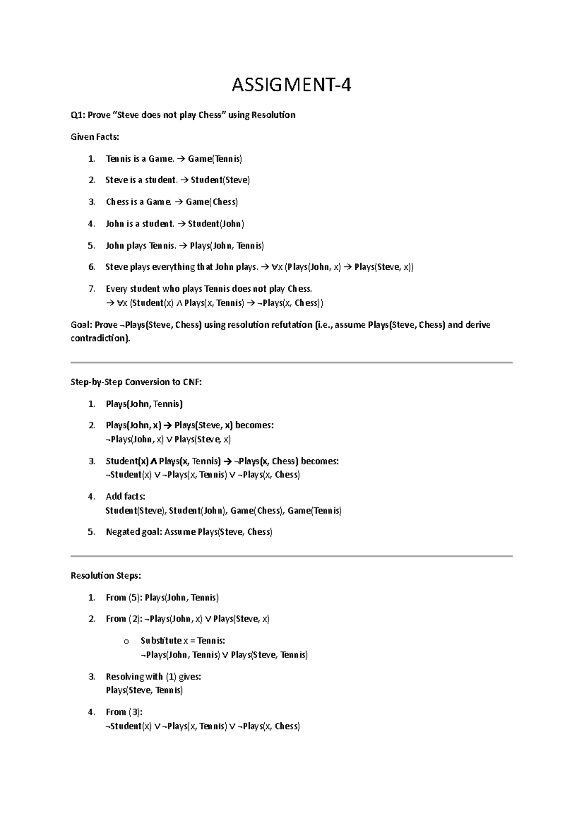 Assignment 4: Resolution Proofs and Bayesian Networks Analysis - Studocu