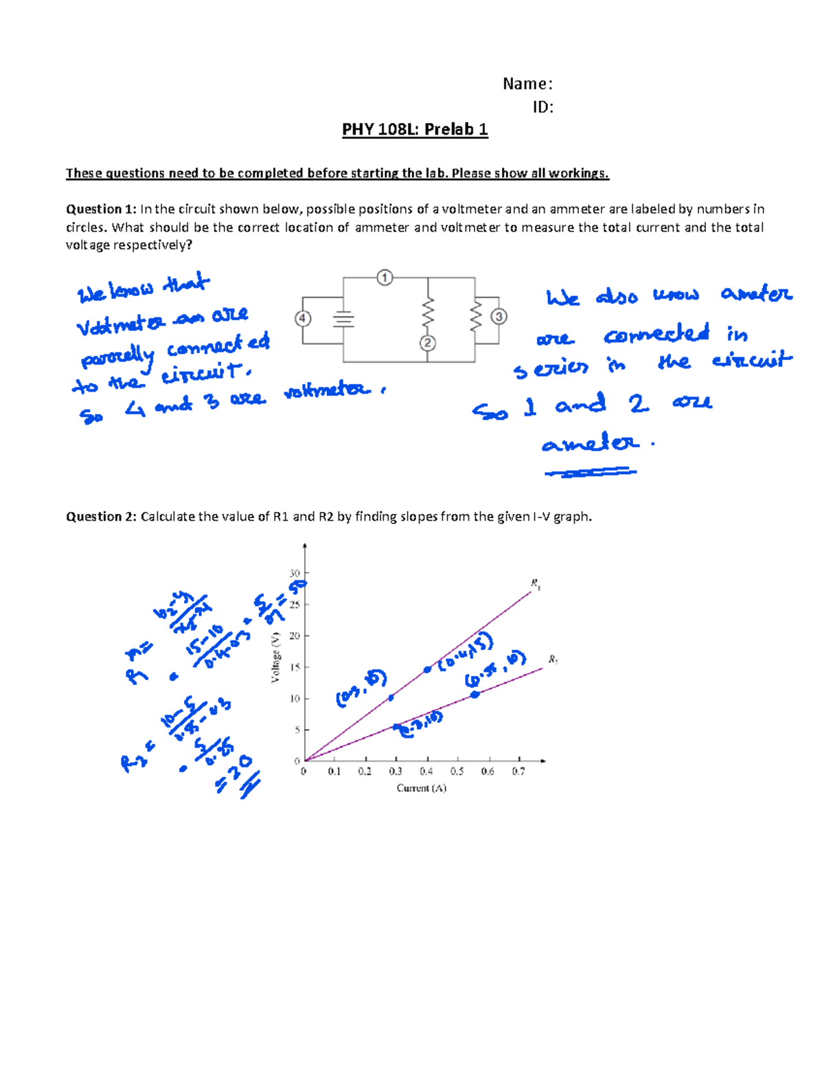 Pre Lab Notes for PHY108L: Circuit Analysis and Induced EMF Questions ...