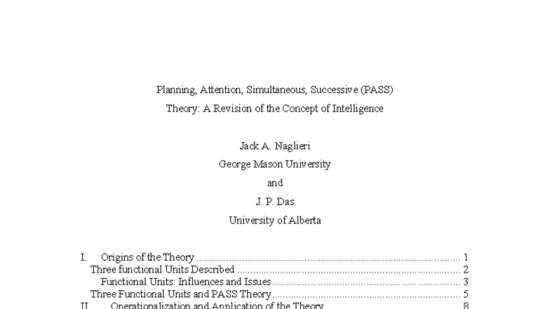 PASS Theory: A Comprehensive Overview of Planning, Attention ...