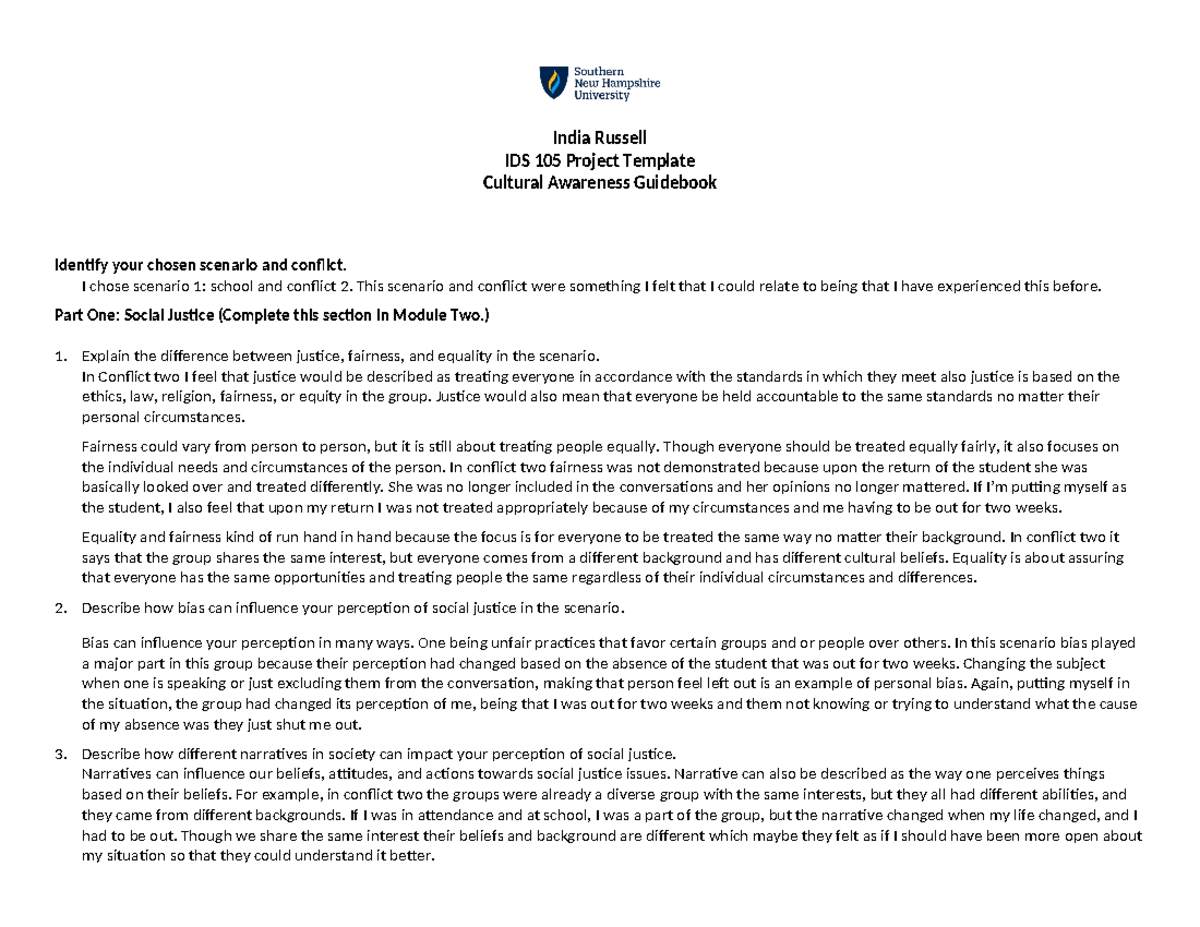 Cultural Awareness Guidebook: IDS 105 Project Template on Social ...