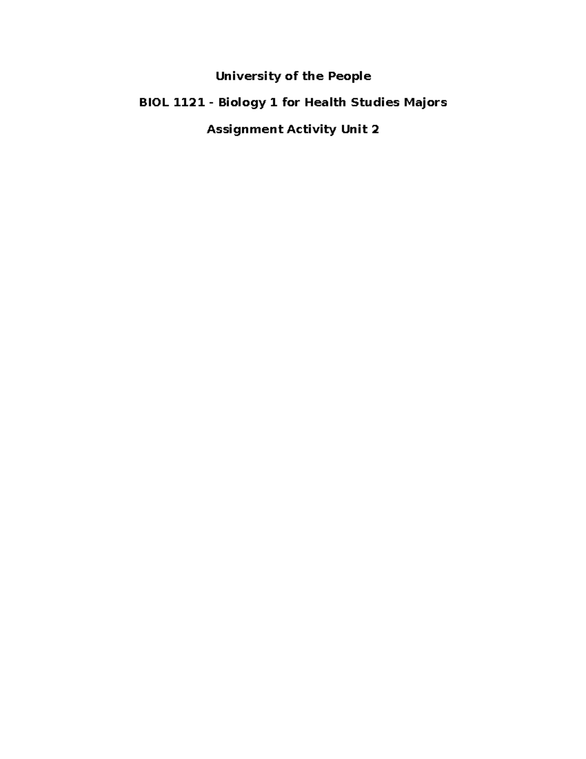 BIOL1121-01: Assignment on Macromolecules in Unit 2 Essay - Studocu
