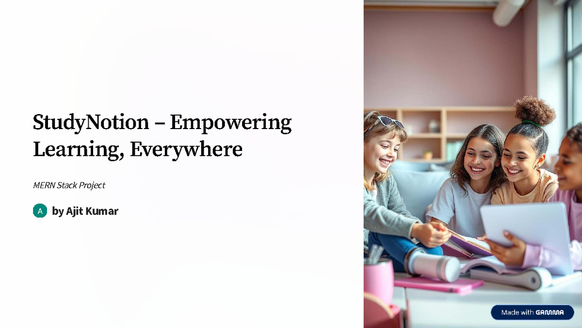 StudyNotion MERN Stack Project: Empowering Global Learning Access - Studocu