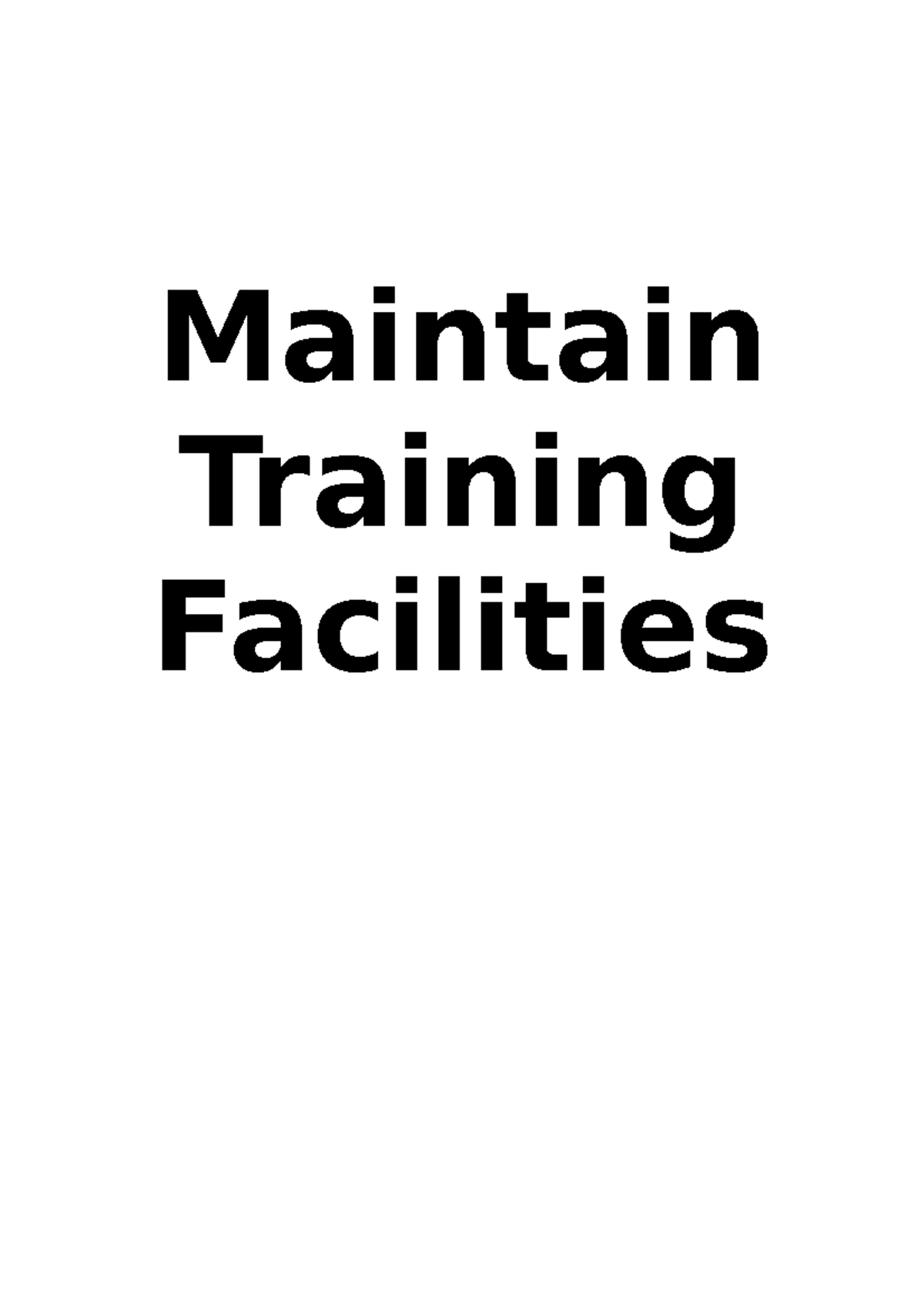 Organic Agriculture NCII: Maintain Training Facilities Templates - Studocu