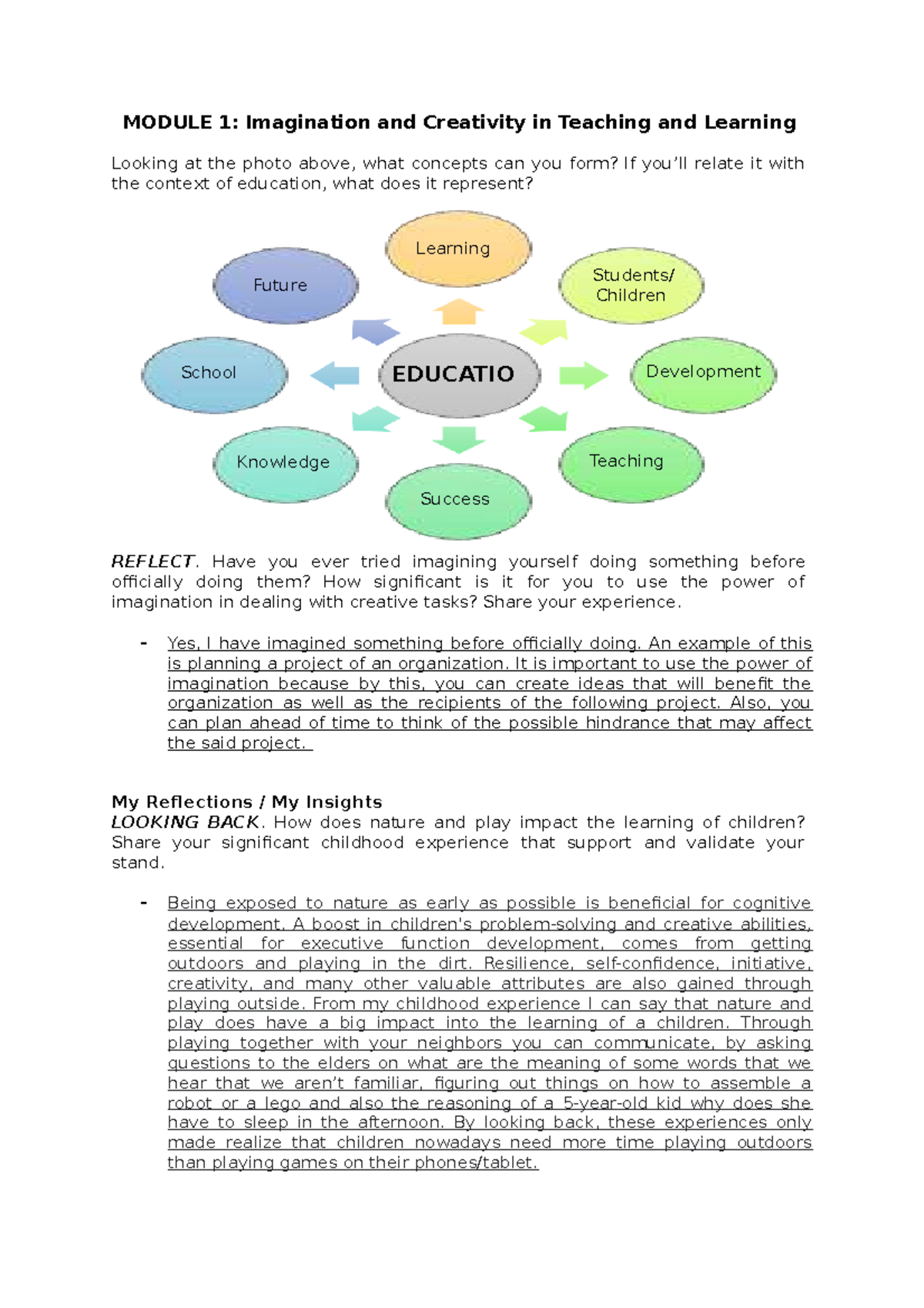Art Appreciation Module 1 Answer ONLY - MODULE 1: Imagination and ...