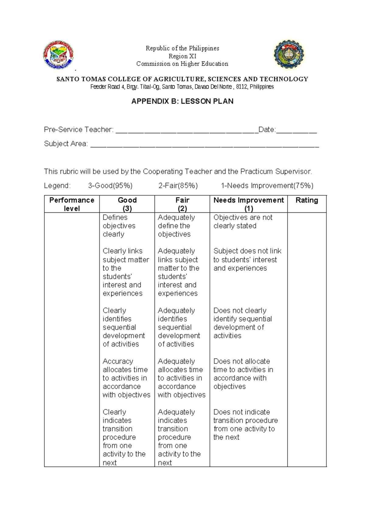 Practicum Portfolio: Complete Appendices for Education Course - Studocu