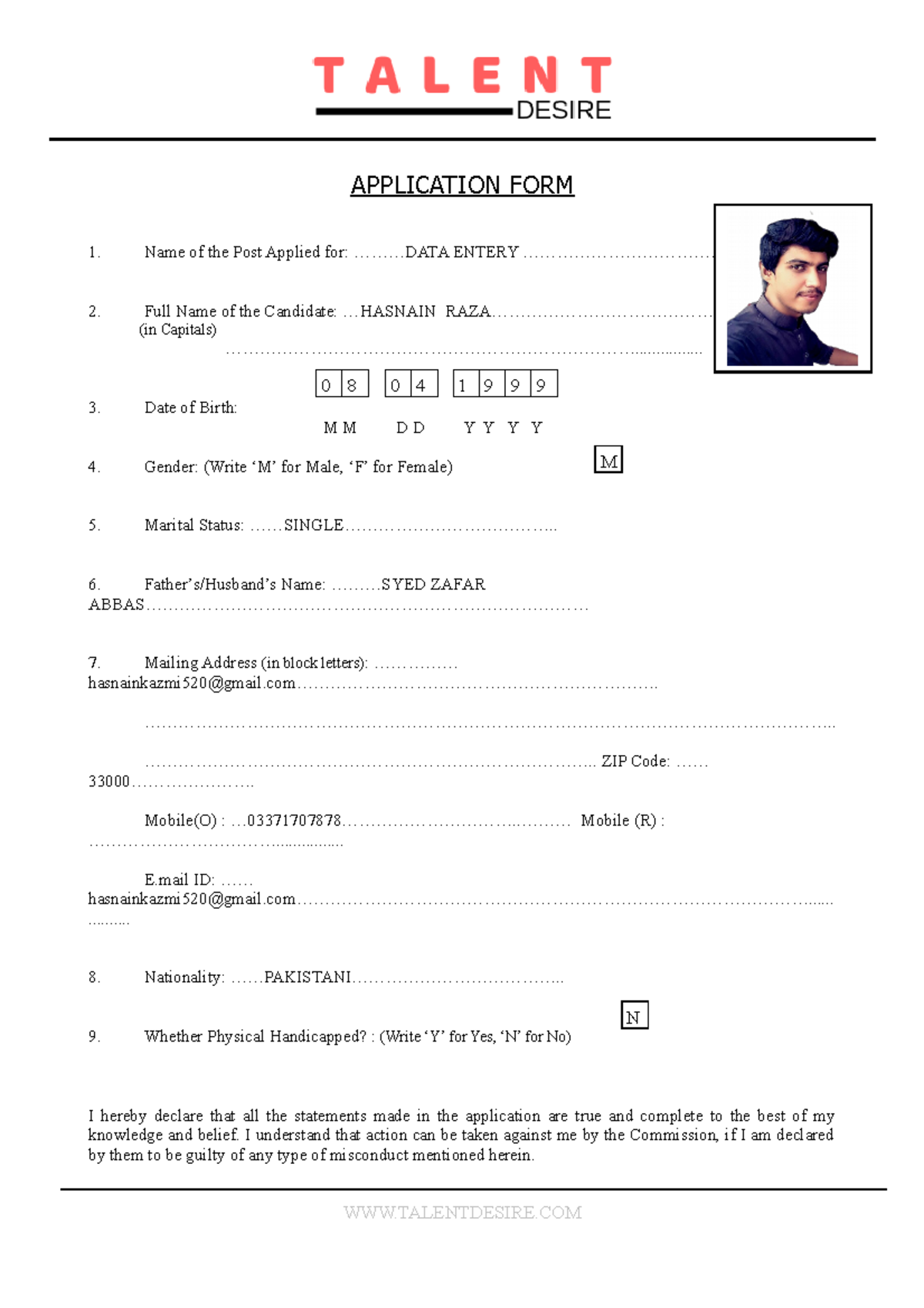 Offline Job Application Form for Work at Home Positions - Studocu