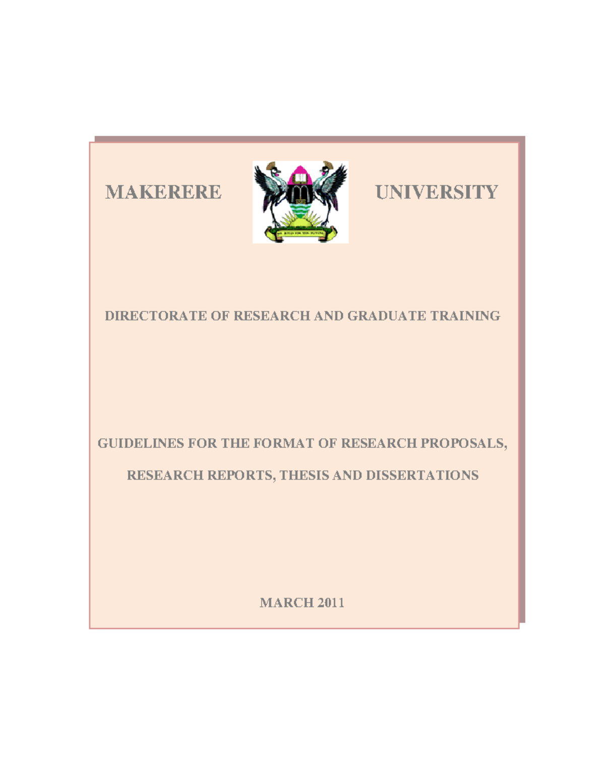 Makerere University Research Proposal & Thesis Guidelines (2011) - Studocu