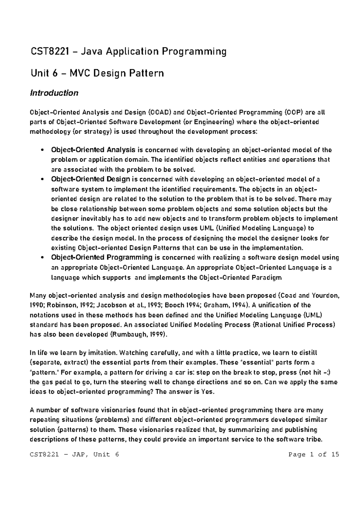 Chapter 6-Design Patterns - CST8221 – Java Application Programming Unit ...