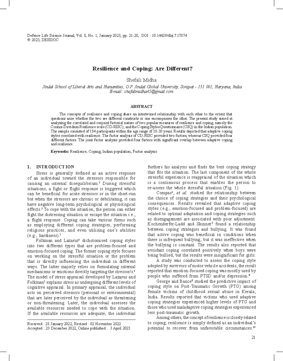 Resilience and Coping: Analyzing Their Distinct Constructs in ...