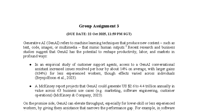 Group Assignment 3: Analyzing Generative AI Applications and Impact - Studocu