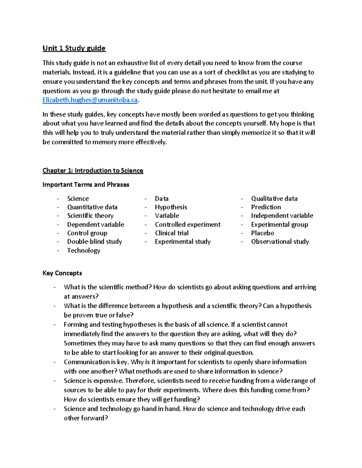 Unit 1 Study Guide - Unit 1 Study guide This study guide is not an ...