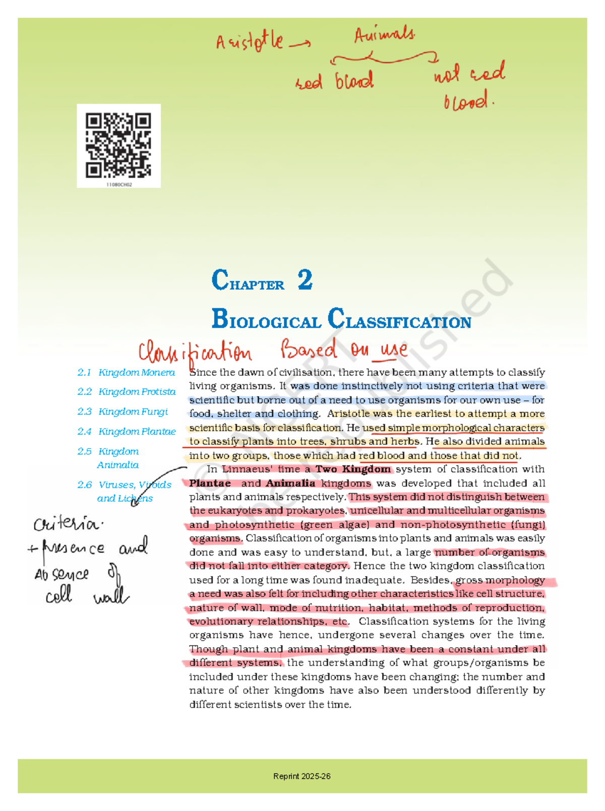 BIOLOGY 10: CHAPTER 2 - BIOLOGICAL CLASSIFICATION OVERVIEW - Studocu