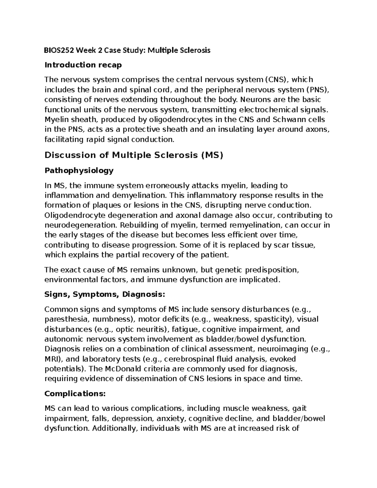 Week2 Case Study - BIOS252 Week 2 Case Study: Multiple Sclerosis ...
