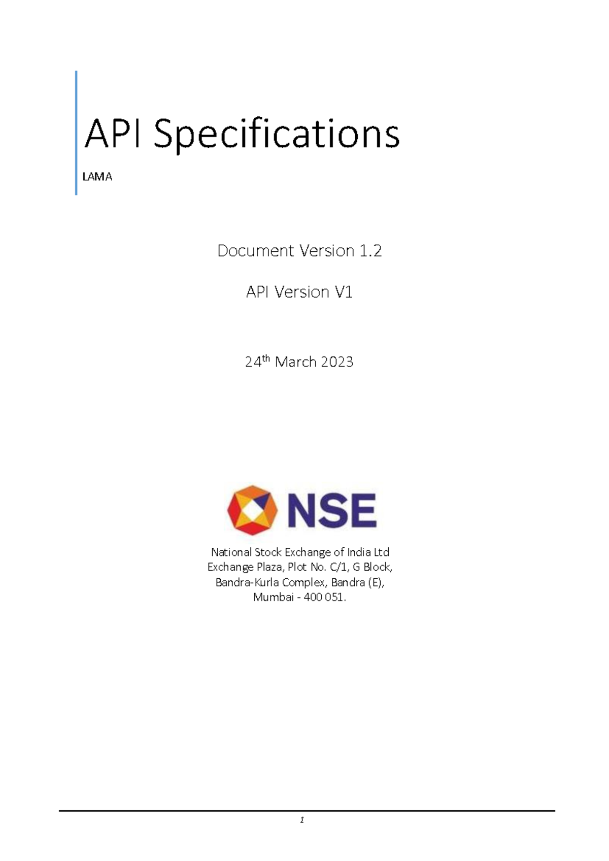 LAMA API Specification Document V1.2 - NSE Guidelines - Studocu
