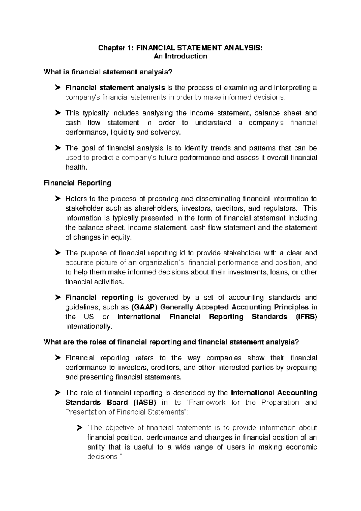 Chapter 1: Financial Statement Analysis - A Comprehensive Guide - Studocu