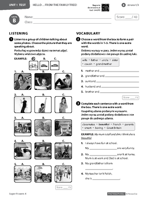 Focus 3 2E Kryteria Oceniania Speaking Unit1 - Speaking: Kryteria Oceniania, Unit 1 Zadanie 1 ...