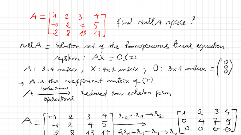 Linear Algebra: Null A and Col A Spaces - Dependence & Independence - Studocu
